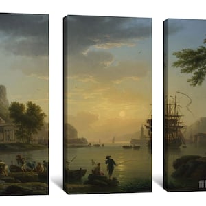 Claude Joseph Vernet : A Landscape at Sunset (1773) Canvas Gallery ...
