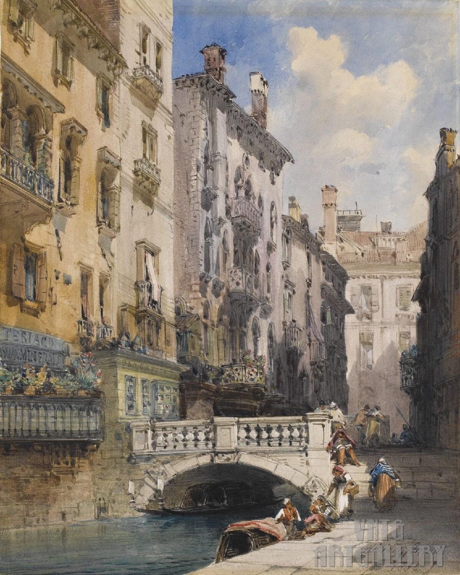 William Callow : Canal Barataria, Venice (1885) Canvas Gallery Wrapped ...