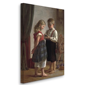 Emilie Mundt : Two Children 1878 Canvas Gallery Wrapped - Etsy