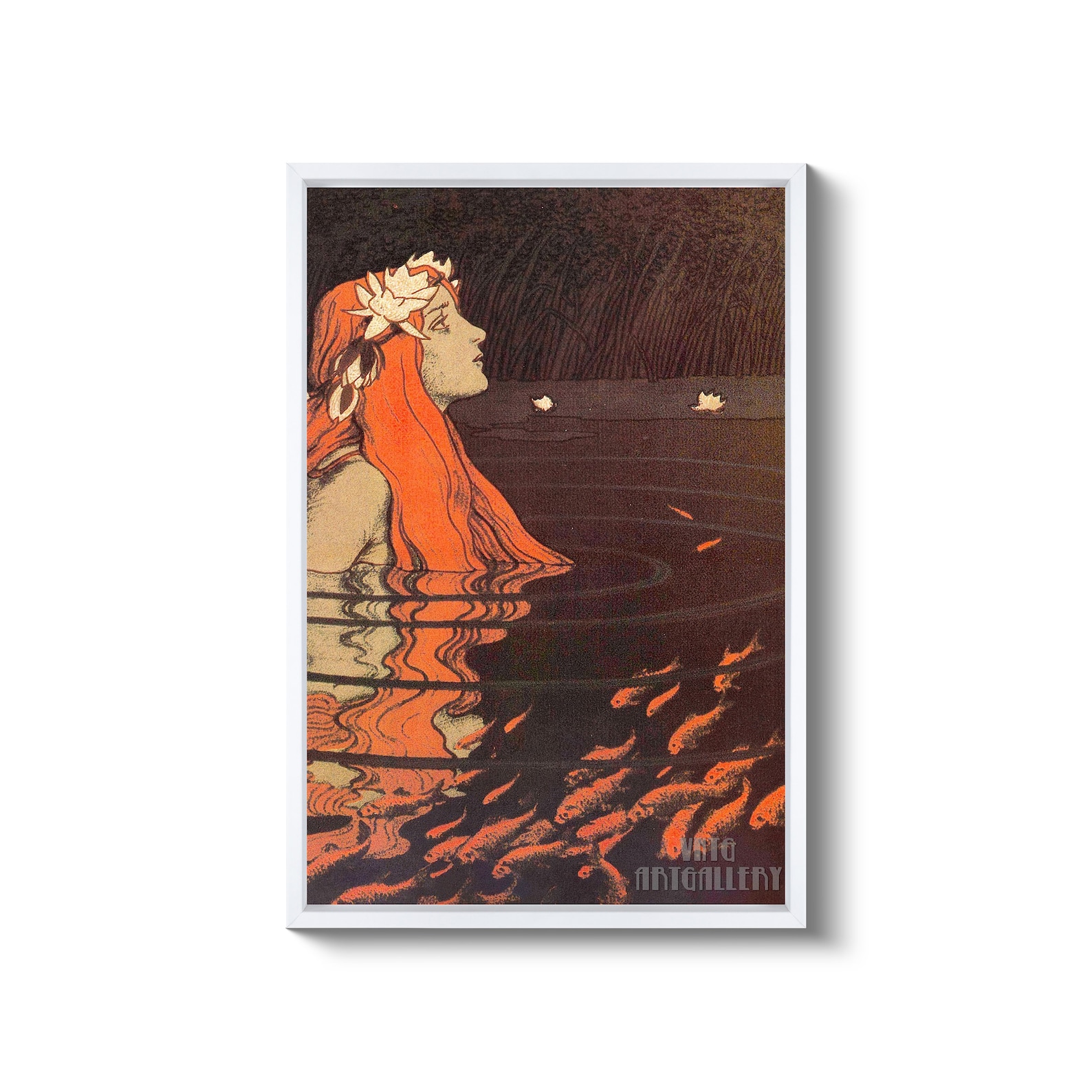 Franz Hein : Nymph in a Goldfish Pond 1905 Canvas Gallery - Etsy