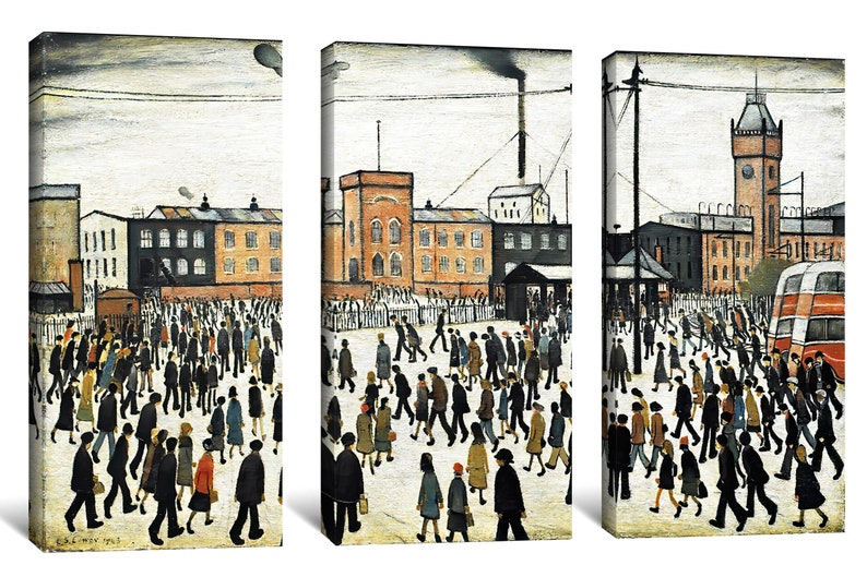 LS Lowry : Going to Work 1943 Canvas Gallery Wrapped Giclee | Etsy