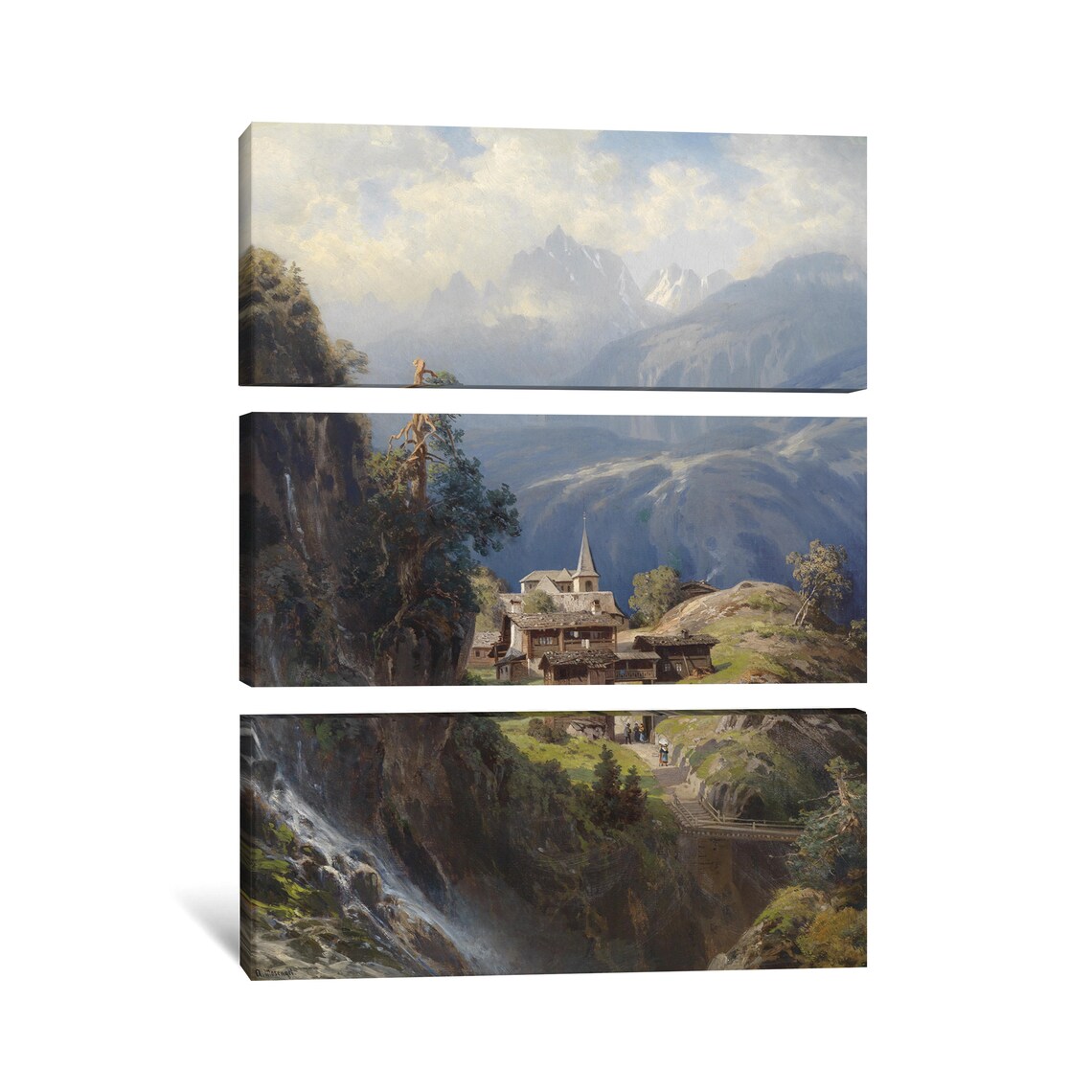 Adolf Mosengel : Village in the Bernese Alps 1885 Canvas - Etsy