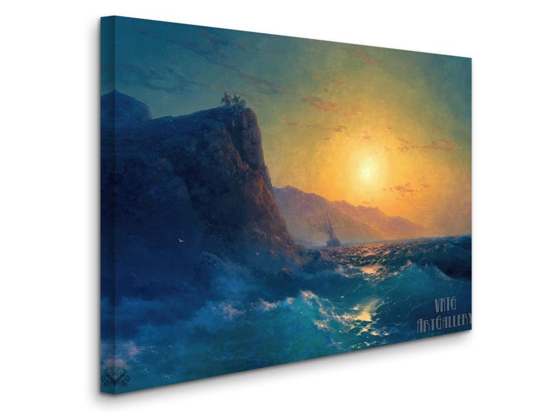 Ivan Aivazovsky : View of a Steep, Rocky Coast and a Rough Sea at ...