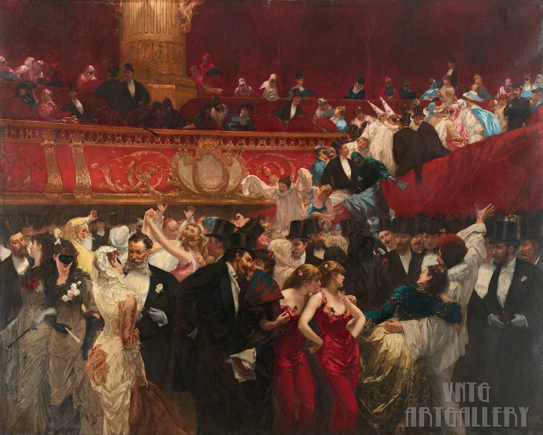 Charles Hermans : the Masked Ball (1880) Canvas Gallery Wrapped or ...