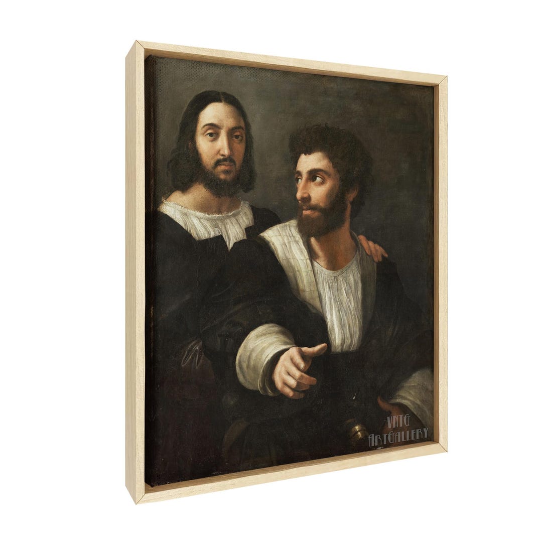 Raphael : Self Portrait With A Friend Double Portrait 1518 Canvas ...