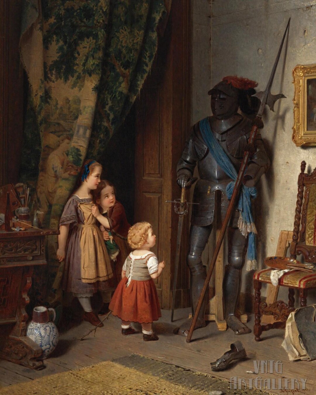 August Friedrich Siegert : Children in the Artist's Studio (1861 ...
