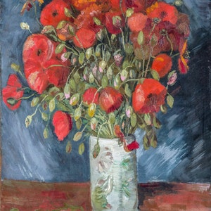 Vincent Van Gogh : Vase With Red Poppies 1886 Canvas Gallery Wrapped or ...