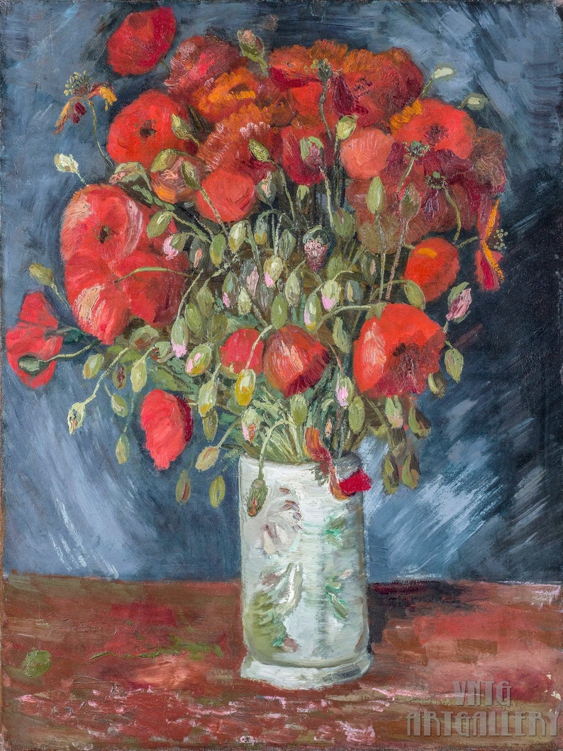 Vincent Van Gogh : Vase With Red Poppies 1886 Canvas Gallery - Etsy