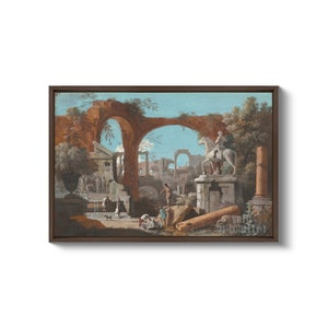 Marco Ricci : A Capriccio of Roman Ruins 1720 Canvas Gallery Wrapped or ...