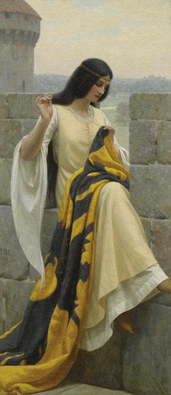 Edmund Leighton : Stitching the Standard 1911 Canvas Gallery | Etsy