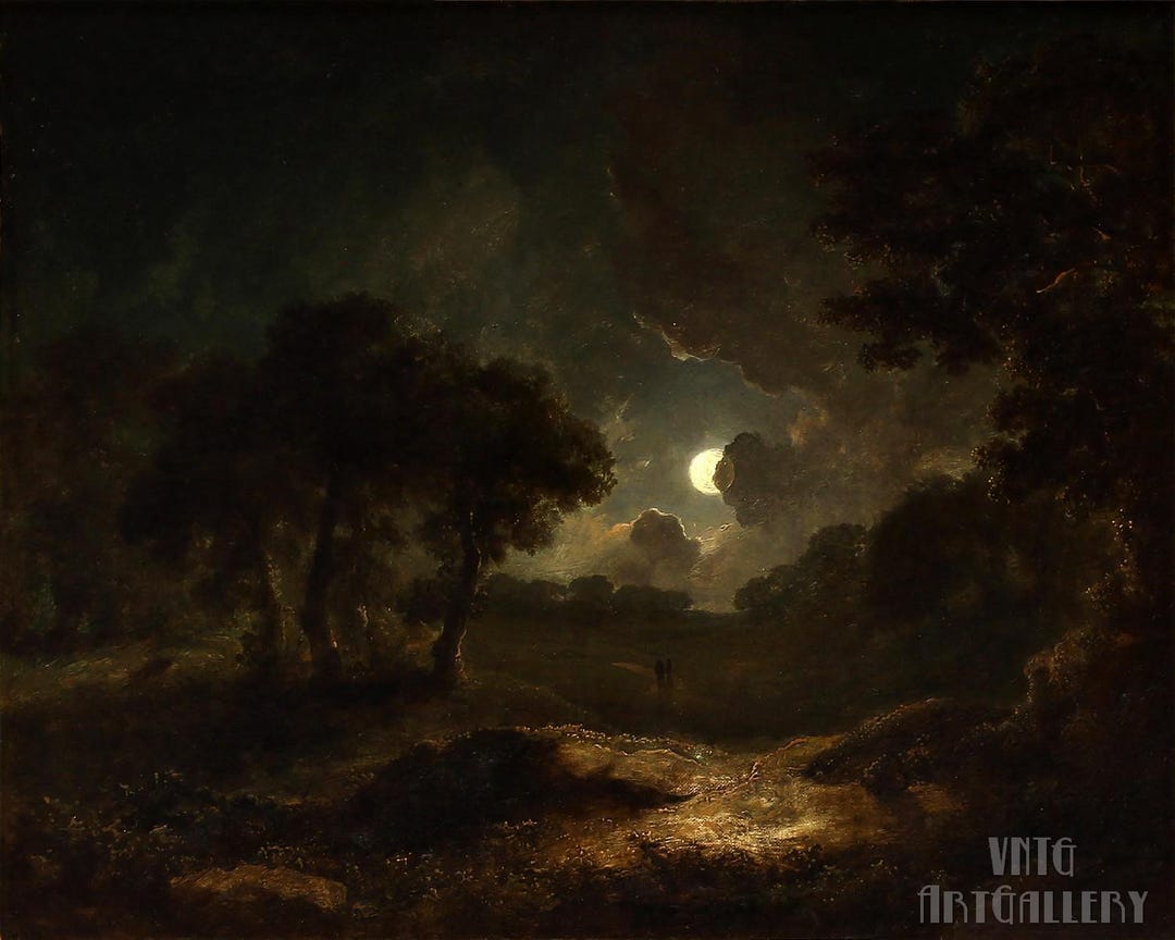 James Arthur O'connor : Romantic Night Landscape c.1828-40 Canvas ...