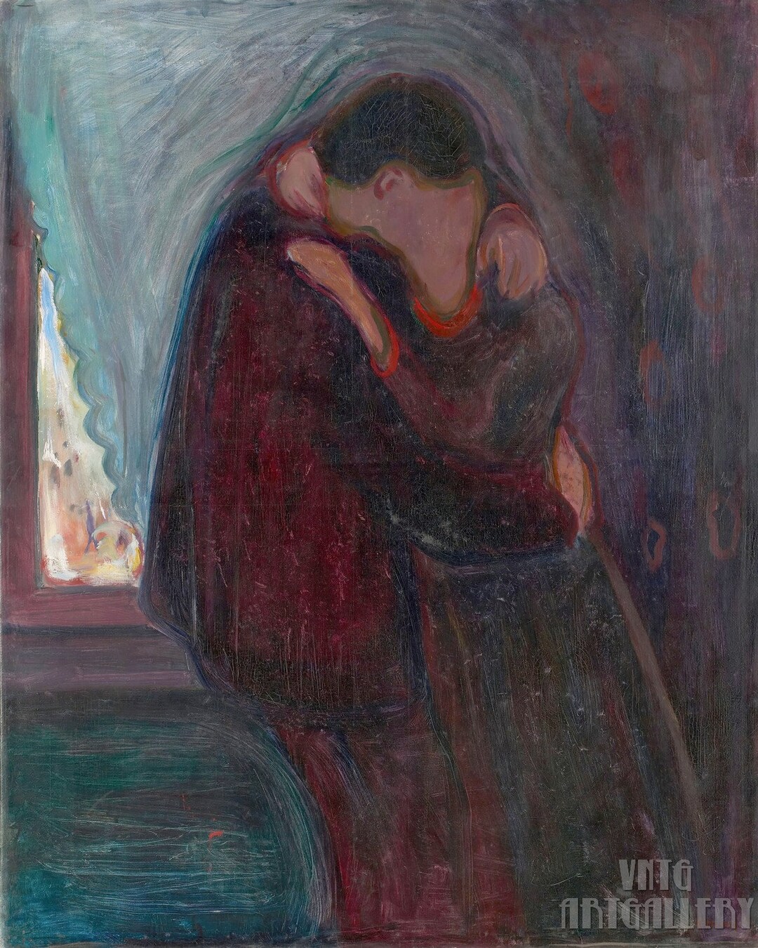Edvard Munch : the Kiss 1897 Canvas Gallery Wrapped or Framed Giclee ...