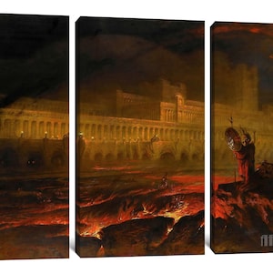 John Martin : Pandemonium Louvre (1841) Canvas Gallery Wrapped or ...