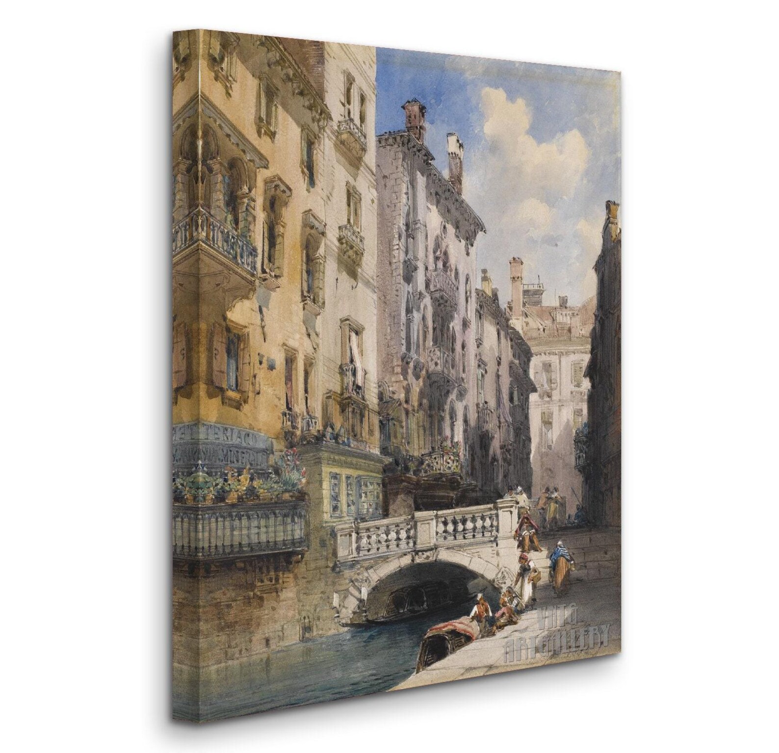 William Callow : Canal Barataria, Venice (1885) Canvas Gallery Wrapped ...