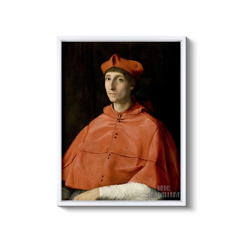 Raphael : Portrait of a Cardinal (1510) Canvas Gallery Wrapped or ...