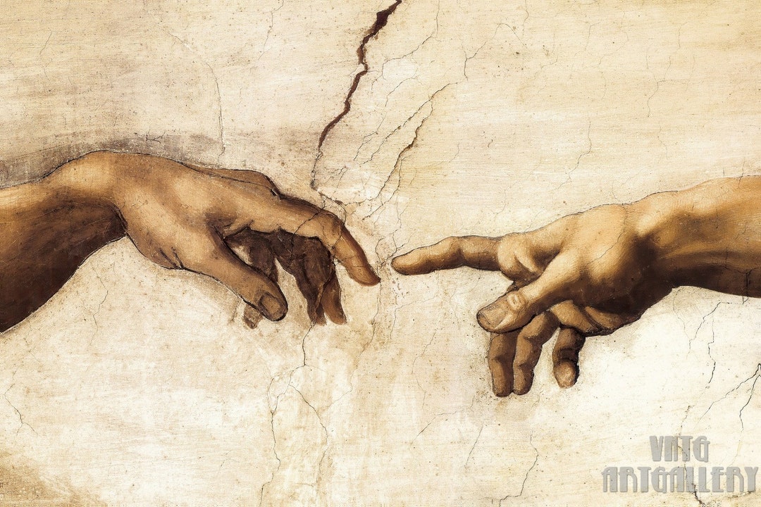 Michelangelo Buonarroti : Hand of God the Creation of Adam Sistine ...
