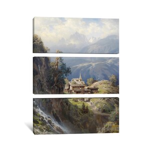 Adolf Mosengel : Village in the Bernese Alps 1885 Canvas Gallery ...