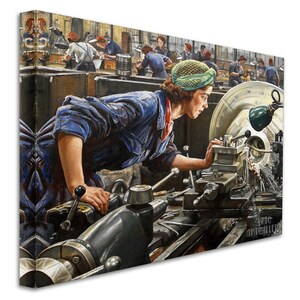 Laura Knight : Ruby Loftus Screwing a Breech Ring (1943) Canvas Gallery ...