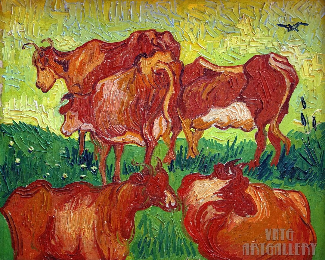 Vincent Van Gogh : the Cows (1890) Canvas Gallery Wrapped or Framed ...
