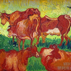 Vincent Van Gogh : the Cows (1890) Canvas Gallery Wrapped or Framed ...