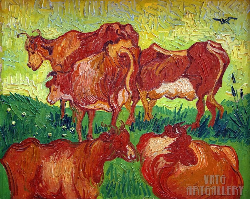 Vincent Van Gogh : the Cows (1890) Canvas Gallery Wrapped or Framed ...