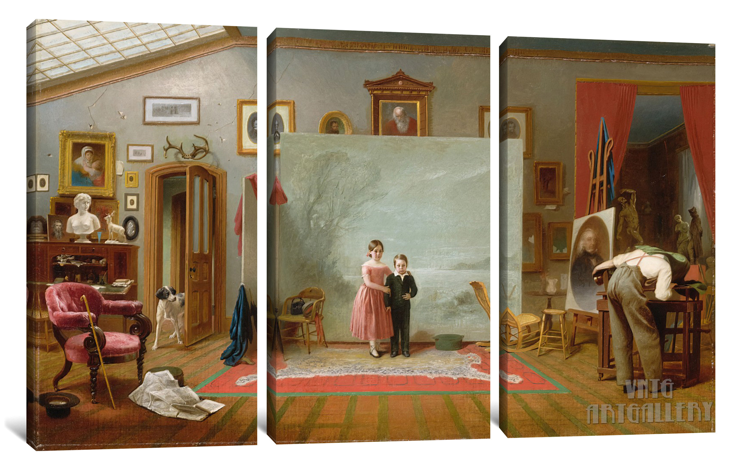 Thomas Le Clear : Interior With Portraits 1865 Canvas - Etsy