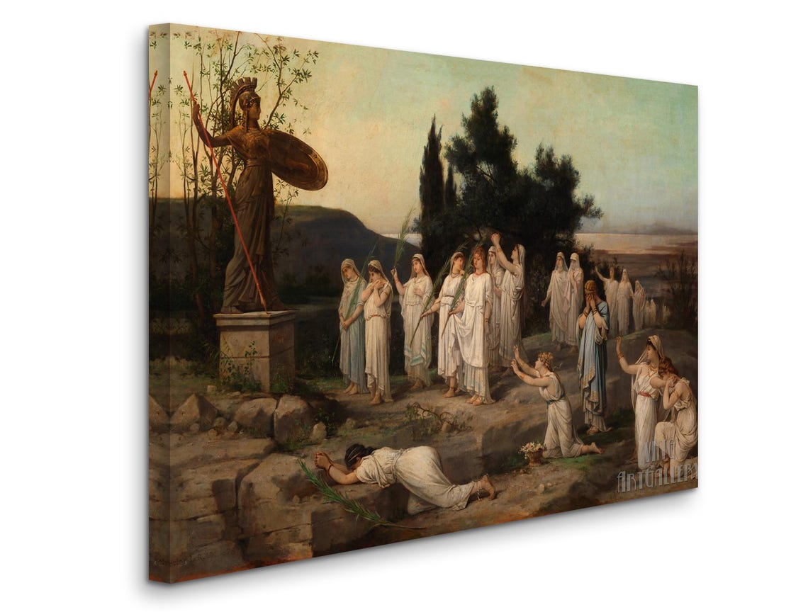 Louis Hector Leroux : Adoration of the Goddess Pallas Athena (1878 ...