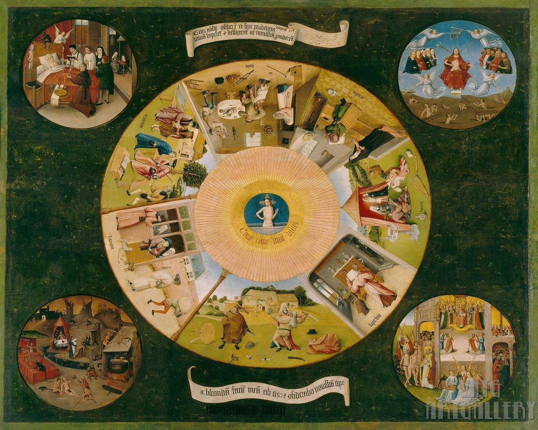 Hieronymus Bosch : the Seven Deadly Sins (1480) Canvas Gallery Wrapped ...