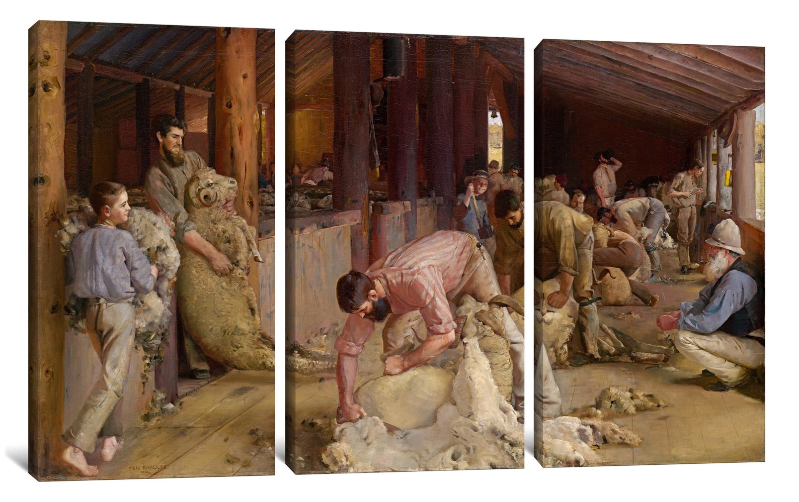 Tom Roberts : Shearing the Rams 1890 Canvas Gallery Wrapped - Etsy UK
