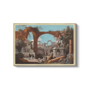Marco Ricci : A Capriccio of Roman Ruins (1720) Canvas Gallery Wrapped ...