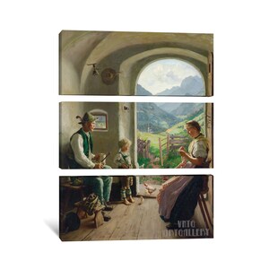Emil Rau : Idyllic Scene on the Alm 1871 Canvas Gallery Wrapped or Framed Giclee Wall Art Print ...