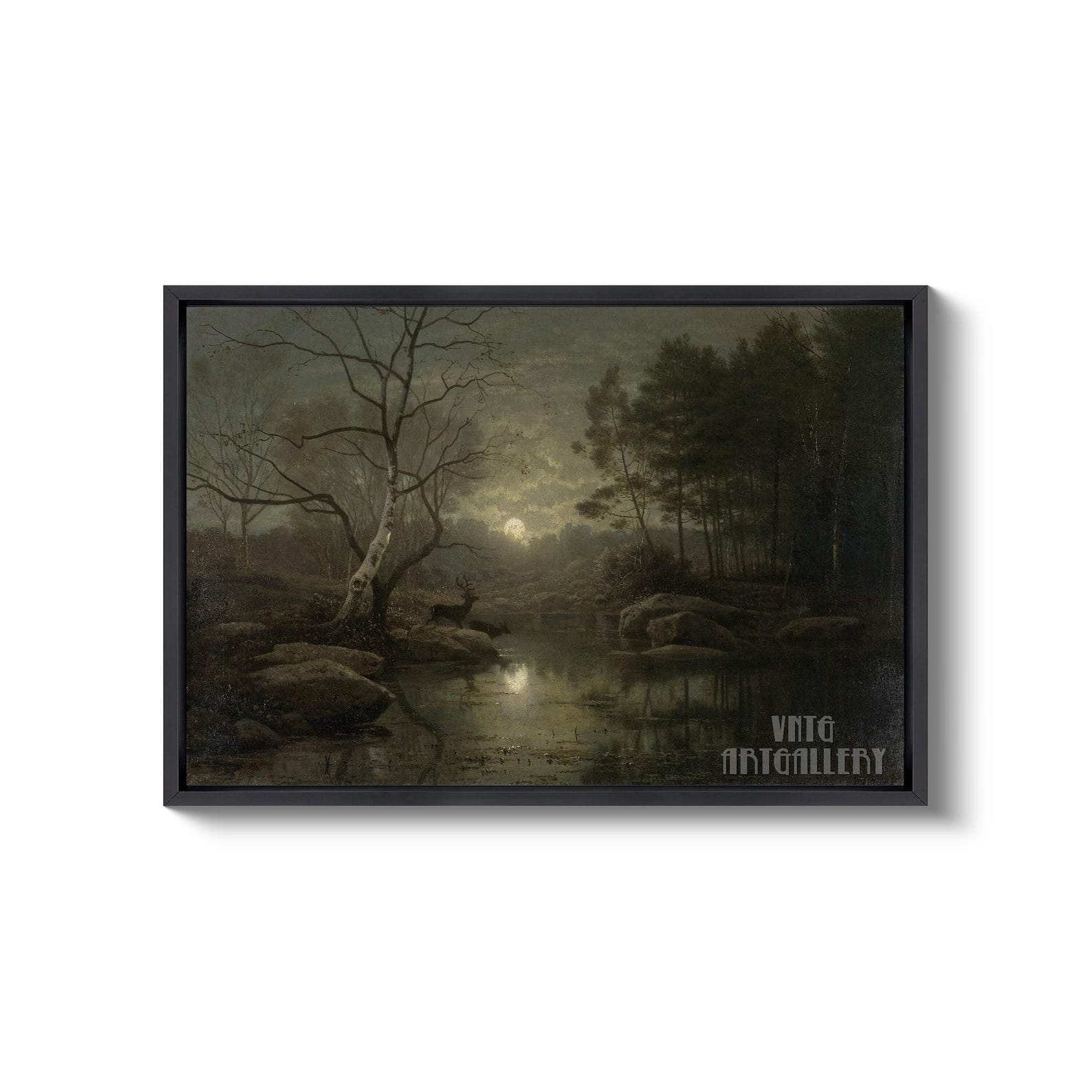 Georg Eduard Otto Saal : Forest Landscape in the Moonlight (1861 ...