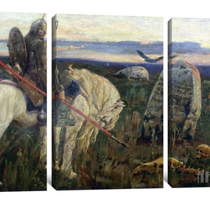 Viktor Vasnetsov : Knight at the Crossroads 1882 Canvas Gallery Wrapped ...