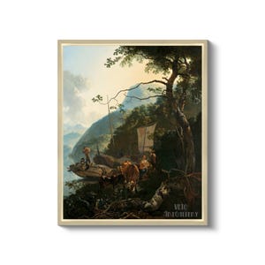 Adam Pijnacker : Boatmen Moored on the Shore of an Italian Lake (1650 ...