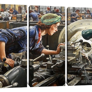 Laura Knight : Ruby Loftus Screwing a Breech Ring (1943) Canvas Gallery ...