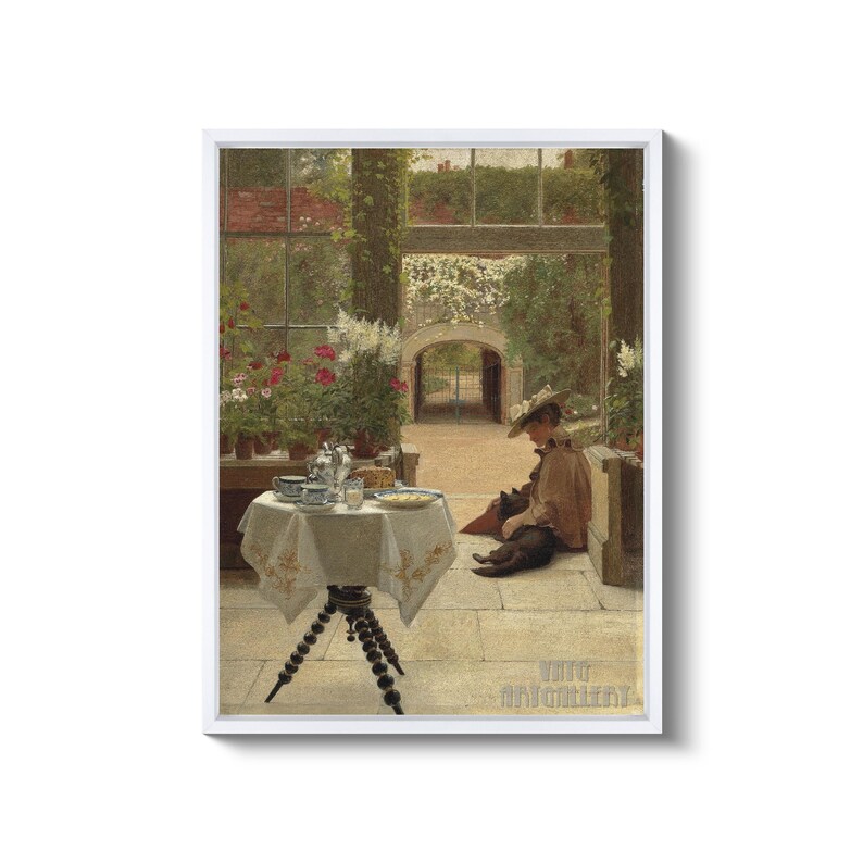 Edith Hayllar : Five O'clock Tea (1895) Canvas Gallery Wrapped or ...