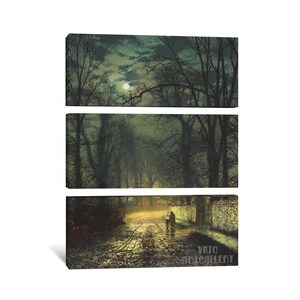 John Atkinson Grimshaw : A Moonlit Lane (1874) Canvas Gallery Wrapped ...