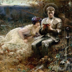 Arthur Hacker : Temptation of Sir Percival (1894) Canvas Gallery ...