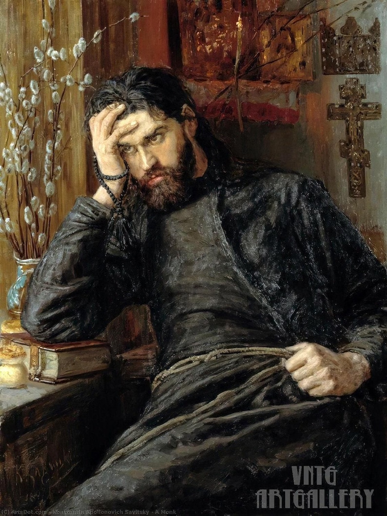 Konstantin Savitsky : Monk Inok (1897) Canvas Gallery Wrapped or Framed ...