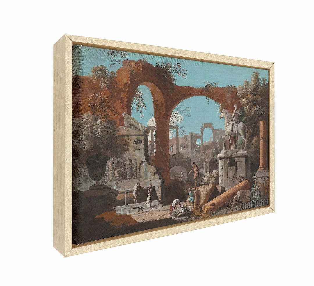 Marco Ricci : A Capriccio of Roman Ruins 1720 Canvas Gallery Wrapped or ...