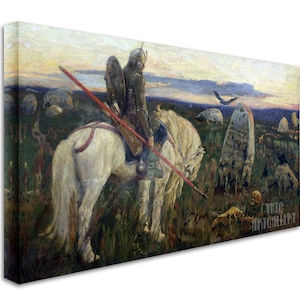 Viktor Vasnetsov : Knight at the Crossroads 1882 Canvas Gallery Wrapped ...