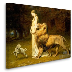 Briton Rivière : Una and the Lion 1880 Gallery Wrapped or Framed Giclee ...