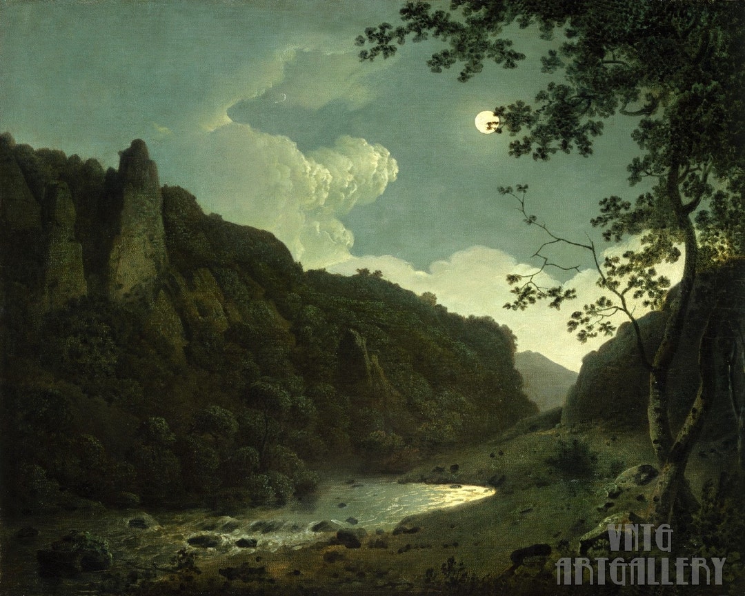 Joseph Wright of Derby : Dovedale by Moonlight (1785) Canvas Gallery ...