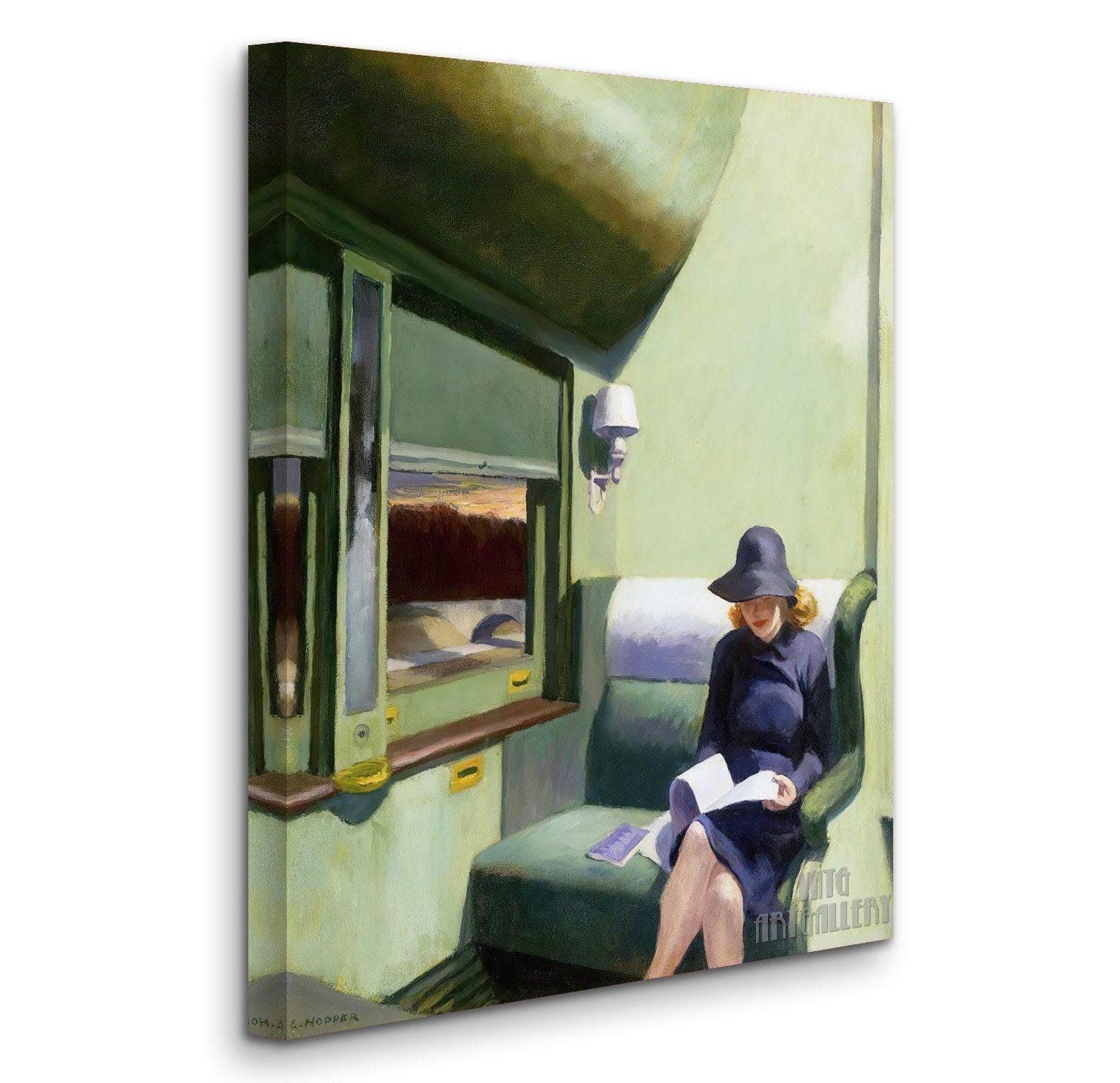 Edward Hopper : Compartment C Car 193 (1938) Canvas Gallery Wrapped or ...