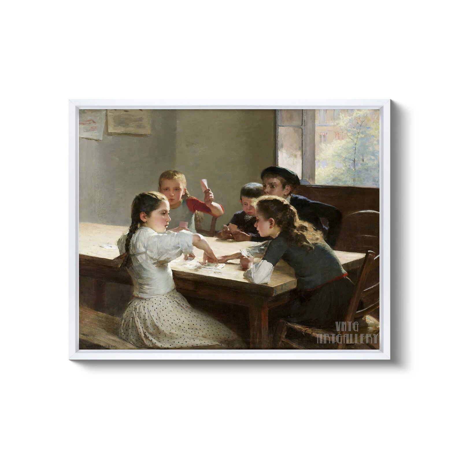 Hugo Salmson 1843-1894 Children Playing Cards Canvas - Etsy