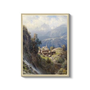 Adolf Mosengel : Village in the Bernese Alps (1885) Canvas Gallery ...
