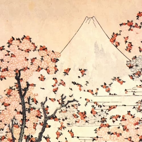 Katsushika Hokusai : Mount Fuji Seen Through Cherry Blossom - Etsy