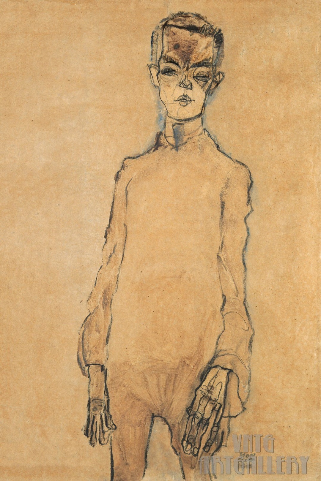 Egon Schiele Self-portrait 1910 Canvas Gallery Wrapped or Framed Giclee ...