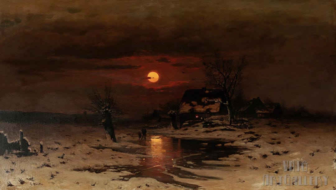 Ludwig Munthe : Landscape at Dusk (1891) Canvas Gallery Wrapped or ...