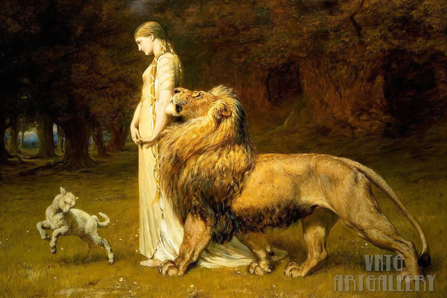 Briton Rivière : Una and the Lion (1880) Gallery Wrapped or Framed ...